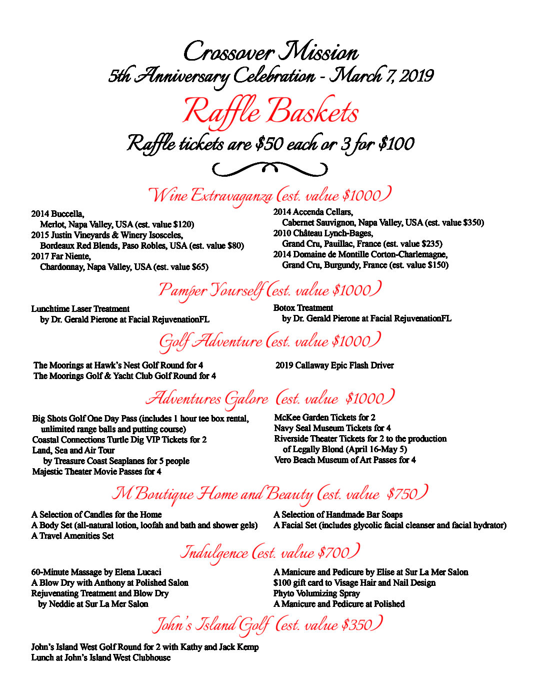 5th Anniversary Raffle Tickets | Crossover Mission