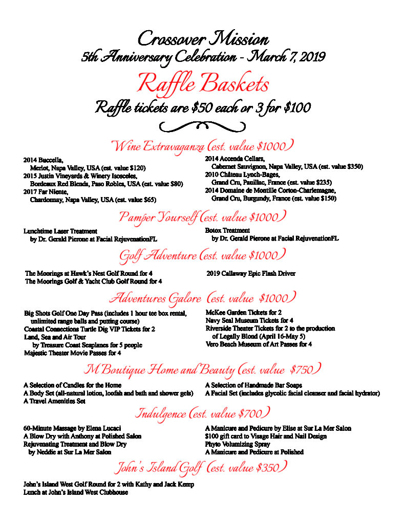 5th Anniversary Raffle Tickets | Crossover Mission